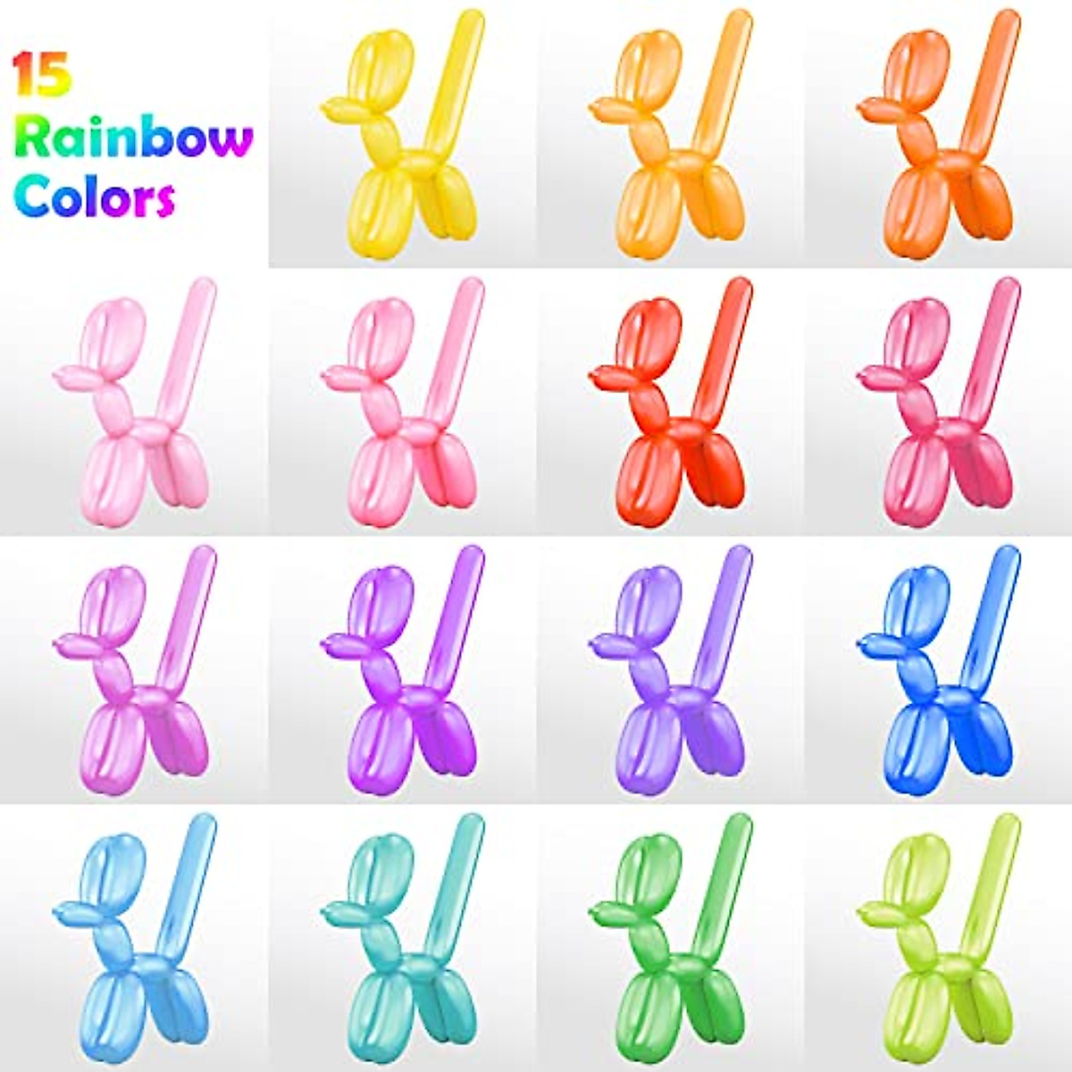 RUBFAC 260 Balloons, 450pcs Colorful Long Balloons with Pump, Premium Twisting Balloons Animals Magic Balloons for Birthday Wedding Party Supply