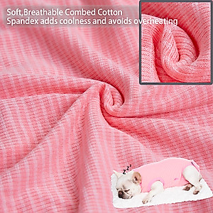 Wabdhally Dog Surgery Recovery Suit,Surgical Suit for Large Female Spay,Soft Combed Cotton,Watermelon Pink Striped Zipper Onesie 3XL