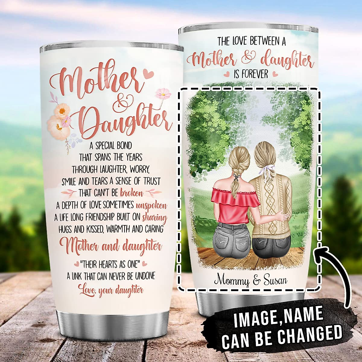 wowcugi Mom Tumbler Personalized Gift For Mom From Daughter Mother Daughter Tumblers 20oz 30oz Coffee Travel Mugwith Lid Birthday Mother's Day Christmas Presents For Moms Mommy Mothers