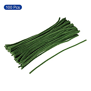 MECCANIXITY Pipe Cleaners Chenille Stems 30cm/12 Inch for DIY Art Creative Crafts Decorations, Grass Green Pack of 100