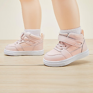 BMCiTYBM Baby High Top Sneakers Boy Girl Walking Shoes Infant First Walker Shoes for 6 9 12 18 24 Months Pink Size 4 Toddler