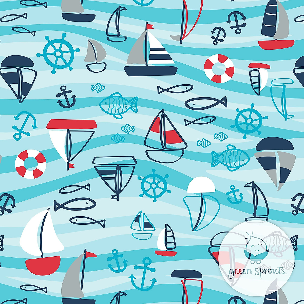 i Play Boys Reusable Absorbent Baby Swim Diapers Aqua Wavy Nautical 12 Months