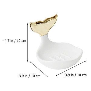 Zerodeko Mermaid Soap Dish Countertop Soap Sponge Dish Vintage Ring Holder Soap Draining Tray Soap Saver Fish Tail Bowl for Kitchen Sink Bathroom