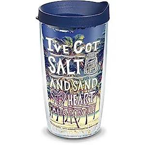 Tervis Margaritaville - Salt In My Veins Made in USA Double Walled Insulated Tumbler Travel Cup Keeps Drinks Cold & Hot, 16oz, Clear