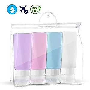 Travel Bottles Leak Proof,3 oz TSA Approved Silicone Squeezable, Refillable Containers Set for Toiletries Shampoo Conditioner Lotion