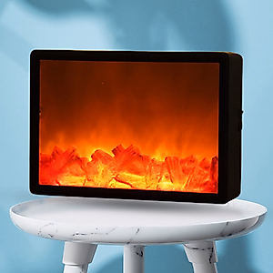 Shulemin 12" x 8" x 3" Fireplace Lanterns with Realistic Flames LED Fireplace Faux Flame Battery Operated Long Lasting Hanging Indoor/Outdoor Fireplace Lamp Decor for Home Black