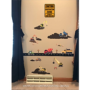 Create-A-Mural Construction Zone Sign Boys Wall Decals Wall Art Stickers for Bedroom Peel and Stick Kids Room Decor Nursery Toddler Teen Decorations Playroom Birthday Gift