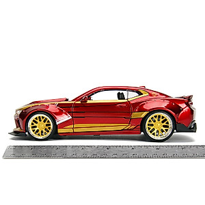 Jada Toys Marvel Iron Man & 2016 Chevy Camaro Die-cast Car, 1:24 Scale Vehicle &2.75 Collectible Metal Figurine Red