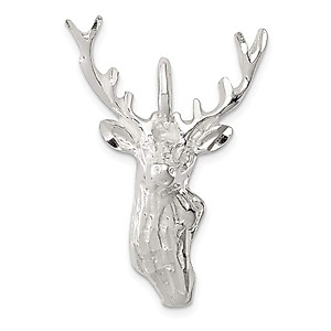 BillyTheTree Jewelry Sterling Silver Shiny-Cut Deer Head Pendant