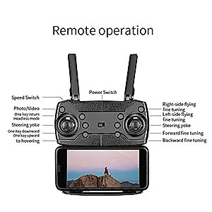 E88 Pro Drone with dual 4k camera, Kids/Beginner, wifi fpv 1080 hd, Dual foldable RC Quadcopter , Altitude hold, Headless mode, visual positioning, auto return, mobile app control, Black, 360 flip