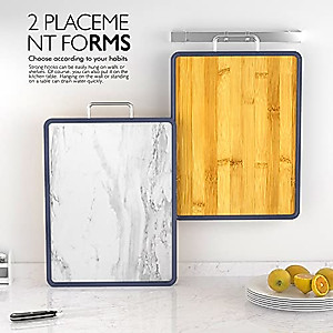 Double Sided Cutting Boards for Kitchen - Large Bamboo and Plastic Cutting Board, Dishwasher Safe Chopping Board, Reversible used for Meat, Veggies, Fruits, Easy Grip Handle, Non-Slip (BPA FREE)