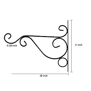 MTB Metal Hanging Plant Brackets 12 inches x 9 inches, Pack of 2, Wall Mount Plant Hangers, Planter Hooks for Flower Baskets, Bird Feeders in Corridor/Patio/Porch/Garden