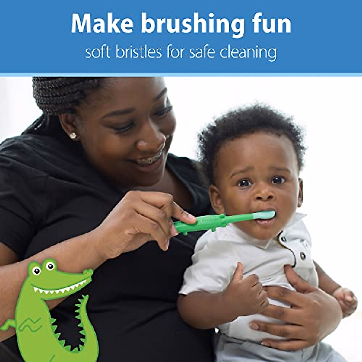 Dr. Brown's Baby and Toddler Toothbrush - Crocodile, BPA Free - Age 1-4Y