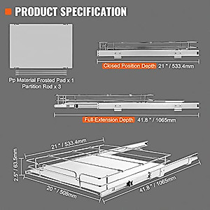 VEVOR 20"W x 21"D Pull Out Cabinet Organizer, Heavy Duty Slide Out Pantry Shelves, Chrome-Plated Steel Roll Out Drawers, Sliding Drawer Storage for Home, Inside Kitchen Cabinet, Bathroom, Under Sink