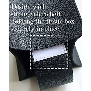 Tissue Box Holder Rectangular Leather – with Bottom Belt [JESMINI, Black] Modern Long PU Leather Rectangle Tissue Box Cover Holder Decorative for Bathroom Vanity Countertop/Night Stands/Office Desk