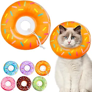 Hpetppy Cat Cone Collar Soft, Cat Recovery Collar for Wound Healing Cute Cat Donut Adjustable Cat Cones to Stop Licking Comfortable Lightweight Neck Elizabethan Collars for Cats Kittens After Surgery