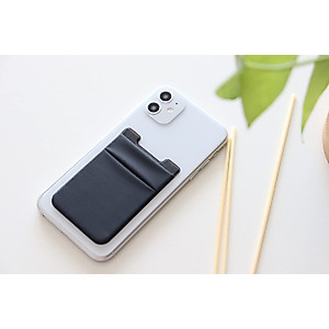 3Pack Cell Phone Card Holder Stick On, Phone Wallet Double Pocket for Back of Phone Case, ID/Credit Cards Wallet Sticker Stretchy Lycra for All Smartphones- Dark Green,Blue Gray,Black