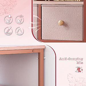 EnHomee Pink Dresser for Bedroom Dresser with 7 Drawers & 2 Shelves,Fabric Dressers & Chests of Drawers for Room, Closet,Lightweight