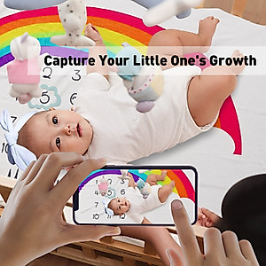 amzting Baby Monthly Milestone Blanket Girl or Boy - Newborn Month Blanket Personalized Shower Gift Soft Plush Fleece Photography Background Photo Prop Flower Blanket 59x39 inches (Rainbow)