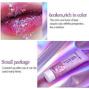 Paminify White Face Glitter Gel,Mardi Gras Singer Concerts Festival Rave Accessories,Mermaid Body Glitter,Carnival Halloween Hair Sequins Face Glitter Paint Makeup,Sparkling Chunky for Women,50ML