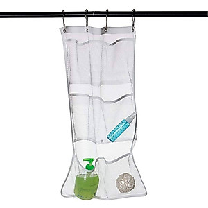 Quick Dry ing Caddy and Bath Organizer with 6 Pocket on Shower Curtain Rod/Liner Hooks