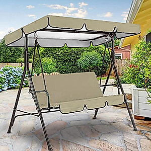 Outdoor Porch Swing Canopy Waterproof Top Cover Set, Garden Swing Seat Replacement Canopy Awning Canopy Cover/Seat Cover Outdoor Patio Ham-Mock Swing Seat Cushion Cover