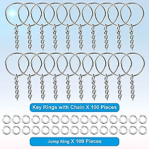 Keychain Making Supplies, Paxcoo 50Pcs Keychains with Chain and 50 Pcs Jump Rings, Keychain Rings Kit Keychain Findings Bulk for Keychain Making DIY Crafts