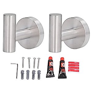 Vifemify 2 Pack Brushed Stainless Steel Bath Towel Robe Hook Round Wall Hanger Hanger Hook Hanger Waterproof High Load Bearing