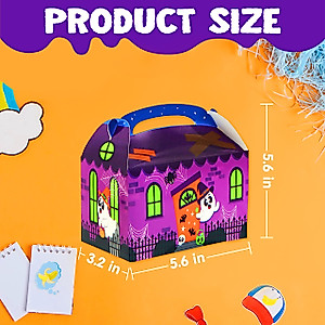 JOYIN 32 Pcs Halloween Trick or Treat Candy Boxes (5.6"x5.66"x3.5"), 3D Halloween House Cardboard Treat Boxes, Cupcake Cookie Goodie Boxs for Halloween Party Favor Supplies