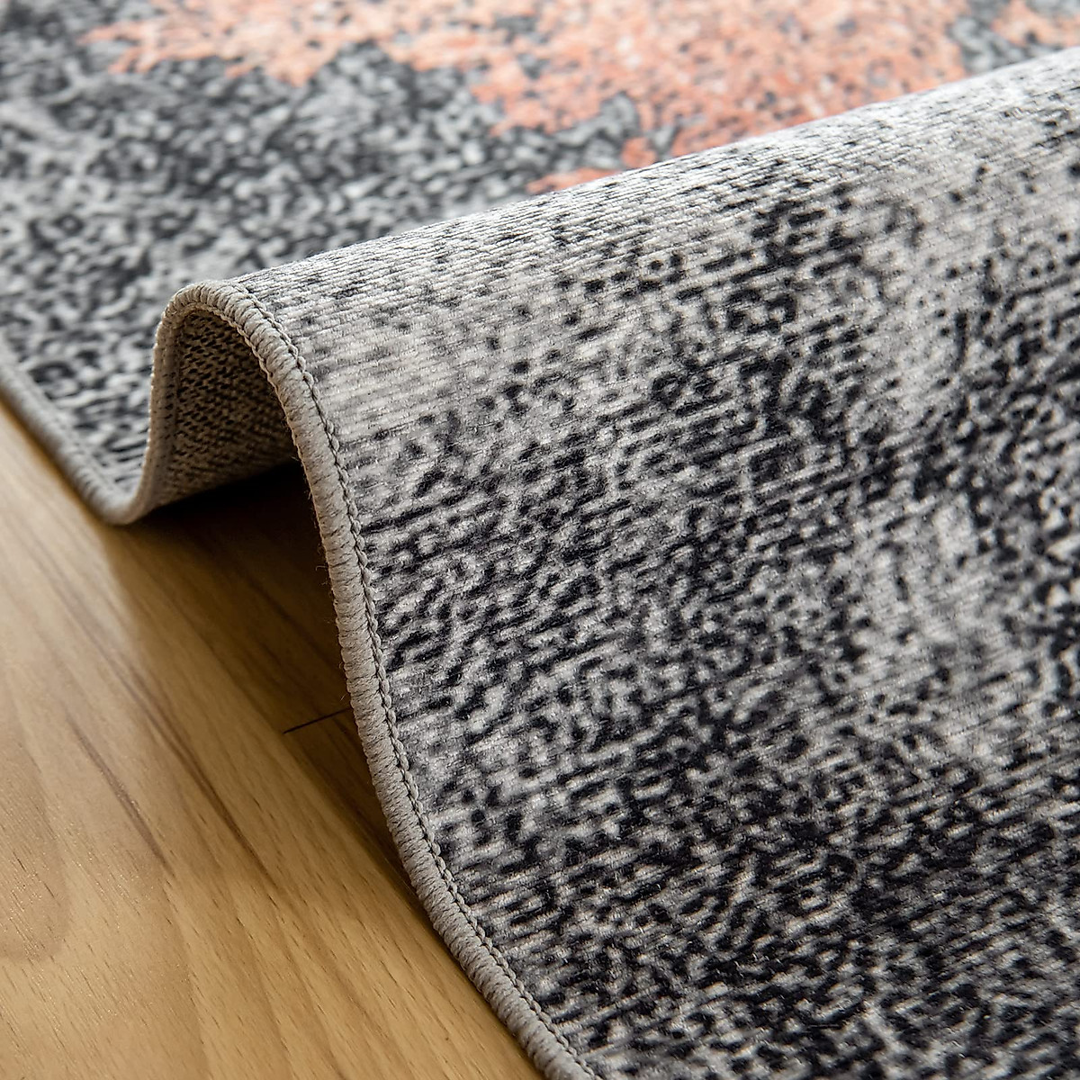 OIGAE Washable Rug 6x9, Abstract Modern Area Rugs with Non-Slip Backing, Non-Shedding Floor Mat Throw Carpet for Living Room Bedroom Kitchen Laundry Home Office, Grey/Yellow