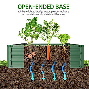 Ohuhu Metal Raised Garden Beds for Vegetables, 8x3x1 FT Reinforced Galvanized Rustproof Steel Raised Garden Boxes with Baking Varnish, Heavy Duty Planter Box Bed for Growing Flowers Herbs Succulents