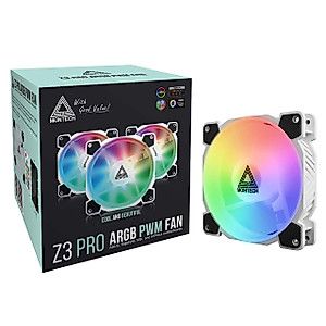 Montech Z3 PRO Addressable RGB 120mm Fan, 3 Pack with Lighting Controller, PWM Control for Computer Case, ARGB Remote Controller, Programmable Lighting Effects, White Fan Frame