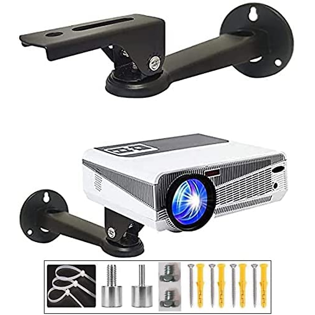 2-Be-Best Mini Projector Wall Mount Angle Adjustable Projector Mount Length 7.87 in / 20 cm Thread 1/4" M4 M6 Rotation 360° as Projectors CCTV DVR Cameras Camcorder Mount for Office School Home Black