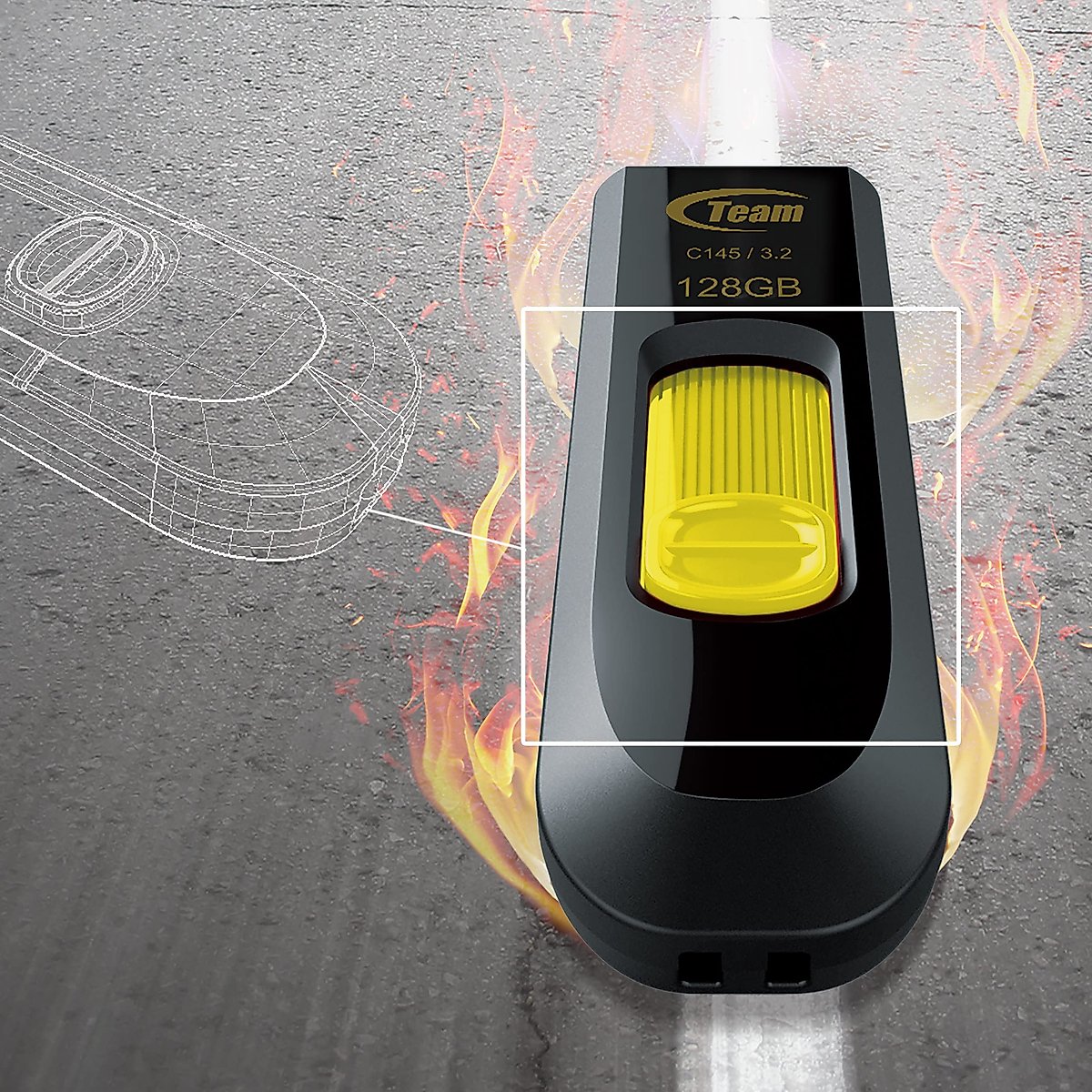 TEAMGROUP C145 128GB 2 Pack USB 3.2 Gen 1 (3.1/3.0) Read 100MB/s Flash Thumb Drive, External Data Storage Memory Stick Compatible with Computer/Laptop (Black-Yellow) TC1453128GY22