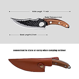Upgraded Huusk Kitchen Chef Knife Viking Knife with Sheath Japanese Forged Japan Knives Boning Knife Multipurpose Meat Knives Outdoor Camping BBQ Knife with Gift Box