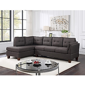 Dalia Dark Gray Linen Modern Sectional Sofa with Left Facing Chaise