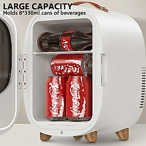 MegLob 8L Retro Mini Refrigerator, Personal Desktop Skin Care Product Beauty Fridge, Vehicle-Mounted 8*330Ml Cans Beverage Freezer, Breast Milk Cosmetics Insulin Medicine Cooler-With Viewing Window,Wh