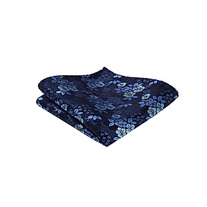 HISDERN Bow Ties for Men Blue Bow Tie Pre-tied Black Paisley Bow Ties and Pocket Square Set Formal Men's Floral Bowtie Classic Bowties for Wedding Party