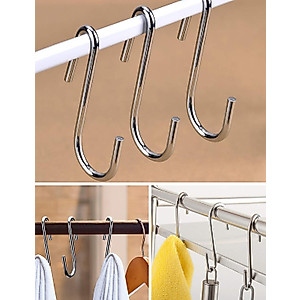 12 Pack 2.4" Heavy Duty (22lbs Max) S Shaped Hooks Hanging Hangers Hooks for Kitchen, Bathroom, Bedroom and Office(Pan,Pot,Coat,Bag,Plants)(Black)