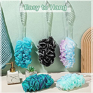 5 Pieces Loofah Back Scrubber for Shower Long Handle Bath Body Brush Shower Brush with Long Handled Deep Cleansing and Exfoliating Bath Loofah Sponge for Men Women in Bathing Accessories