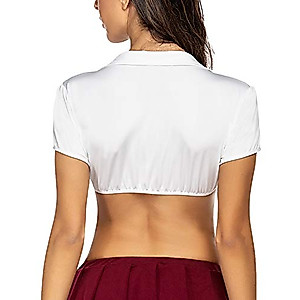 Avidlove Women's Sexy Tie Up Crop Top Short Sleeve Deep V Neck Casual Basic T Shirt