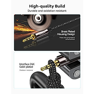 VIOY Aux Cable (6ft), [Copper Shell, Hi-Fi Sound] 3.5mm Male to Male Braided Auxiliary Cord Compatible with Headphone, Smartphone, Home/Car Stereo, Speaker, Echo & More………