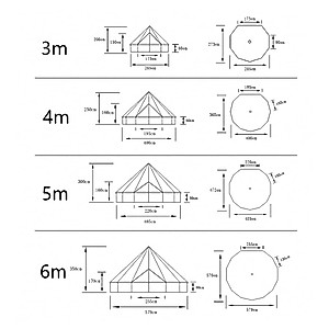 Outdoor Waterproof Family Glamping Yurt Oxford Cloth Bell Tent for Event Wedding Party (Diameter 4M)