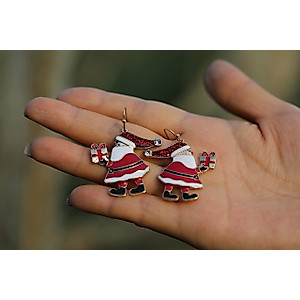RareLove Big Size Cute Santa Earrings, Santa Claus Christmas Piercing Dangle Earrings for Women Silver Plated Alloy,Holiday Jewelry