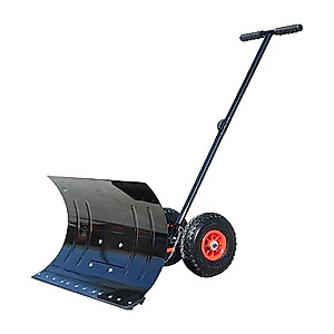 Generic Wheeled Snow Pusher Snow Plow Outdoor Sleigh Rolling Removal Tool Winter Snow Pusher for Park Sidewalk Doorway Walkways, Wheels 74x42cm