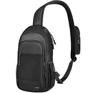 LANDICI Sling Bag Crossbody Backpack for Men, Waterproof Small Cross Body Shoulder Bag Chest Bag for Travel Hiking, Black