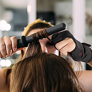 Heat Resistant Gloves for Hair Styling 2 Pcs Curling Wand Glove 3 Finger Barber Glove Reusable Hair Dye Heat Protector Glove (Black)