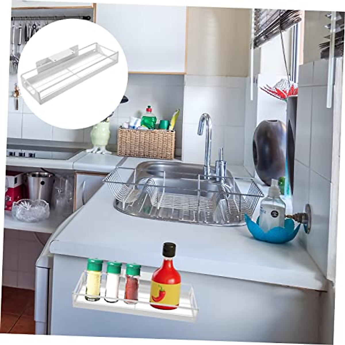 CHILDWEET Pull Drawer Cabinet The Bathroom Basket for Steel Organizer Heavy Sliding Slide Under Clo Kitchen Sink Shelf Storage Home Duty Out White Rack Metal Organizers Pantry Shelves