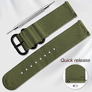 uEmoh Watch Bands, Quick Release Nylon Watch Straps for Men Women, Watch Bands of Multiple Colors & Width(18mm, 20mm, 22mm) (20mm, ArmyGreen)