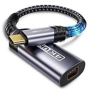 JSAUX USB Type C to Mini DisplayPort Adapter 4K@60Hz, C to Mini Display Port Dongle Cable, Compatible with MacBook Pro 2019 2018, Dell XPS, Samsung Galaxy S21 S20 Plus-Grey